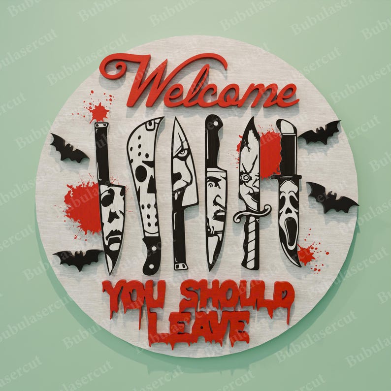 Halloween Horror Welcome Sign SVG Set, Scary Door Sign Bundle With ...