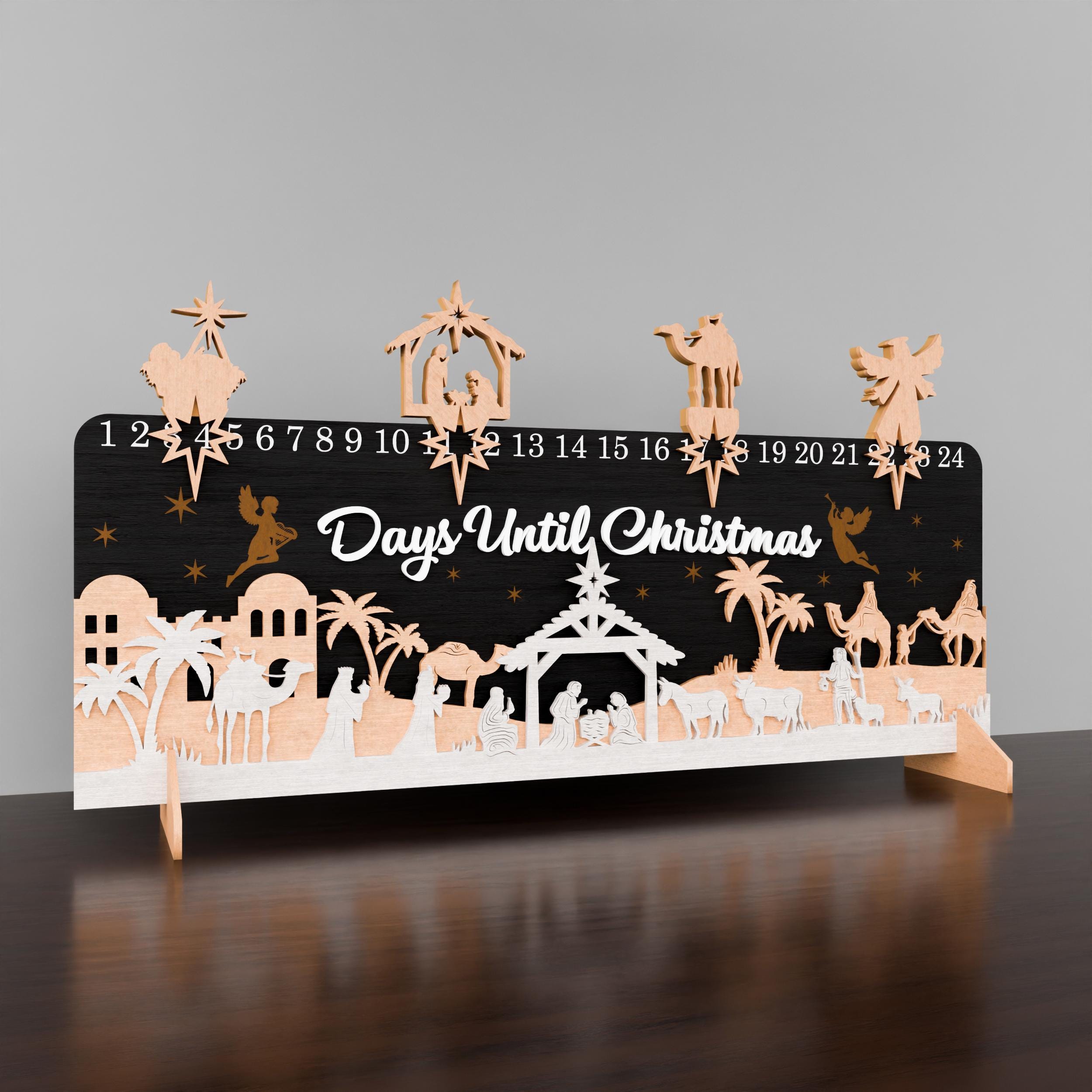 Nativity Countdown Sign Laser Cut File, Nativity Countdown Svg ...