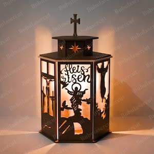 Christ is Risen Lantern Laser Cut File | He is Risen Christian Lantern ...