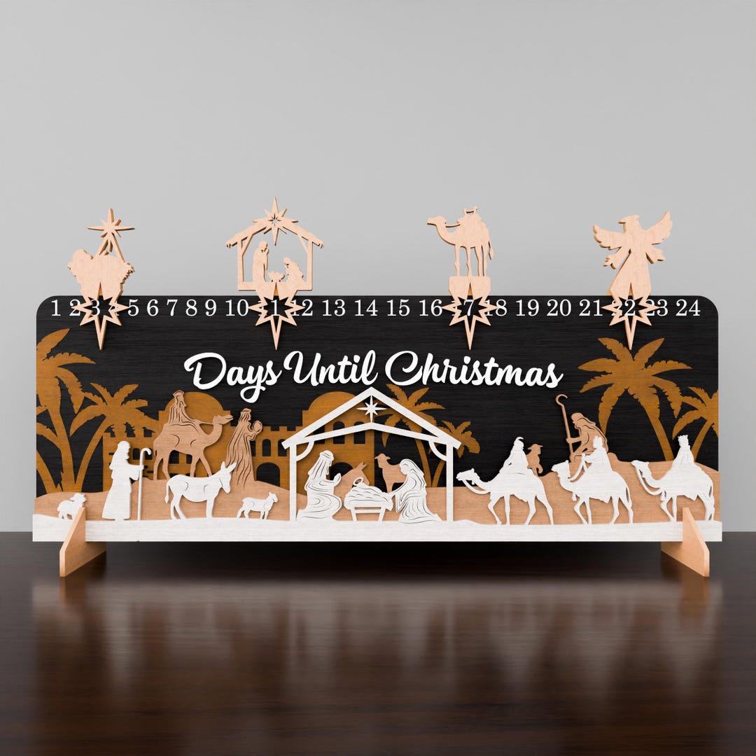 Nativity Countdown Sign Laser Cut File, Nativity Countdown Svg ...