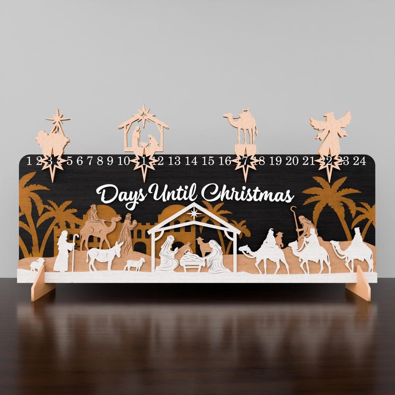 Nativity Countdown Sign Laser Cut File, Nativity Countdown Svg ...