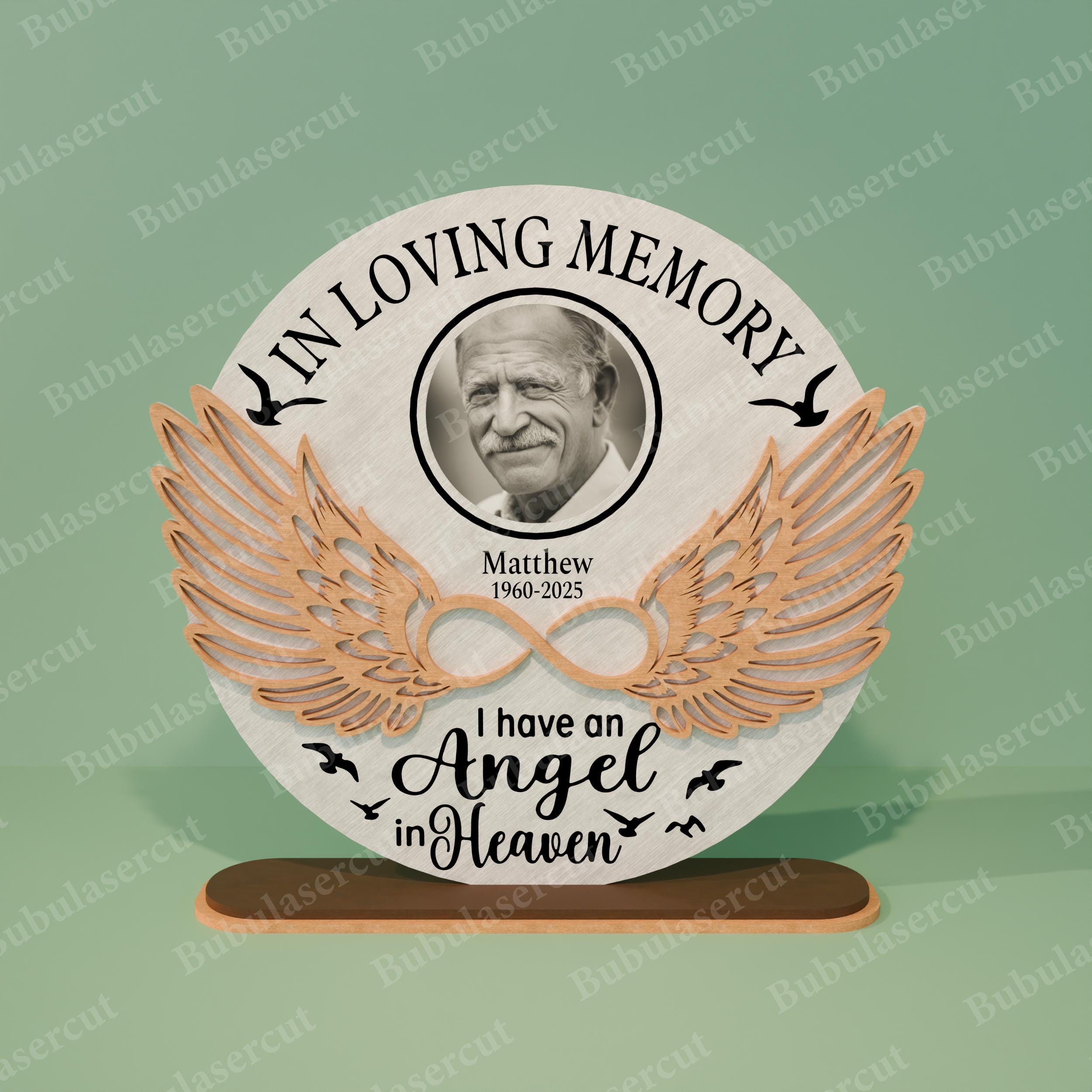 Memorial Angel Wing Sign Bundle, in Loving Memory Photo Keepsake ...