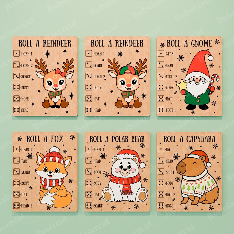 Christmas Roll A Santa Game, Holiday Dice Puzzle Bundle, Family ...