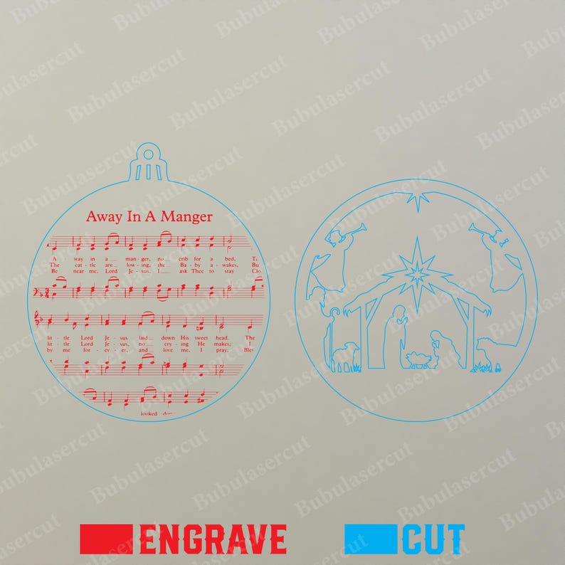 Music Sheet Nativity Ornament Set of 6, Holy Christmas Song Design ...