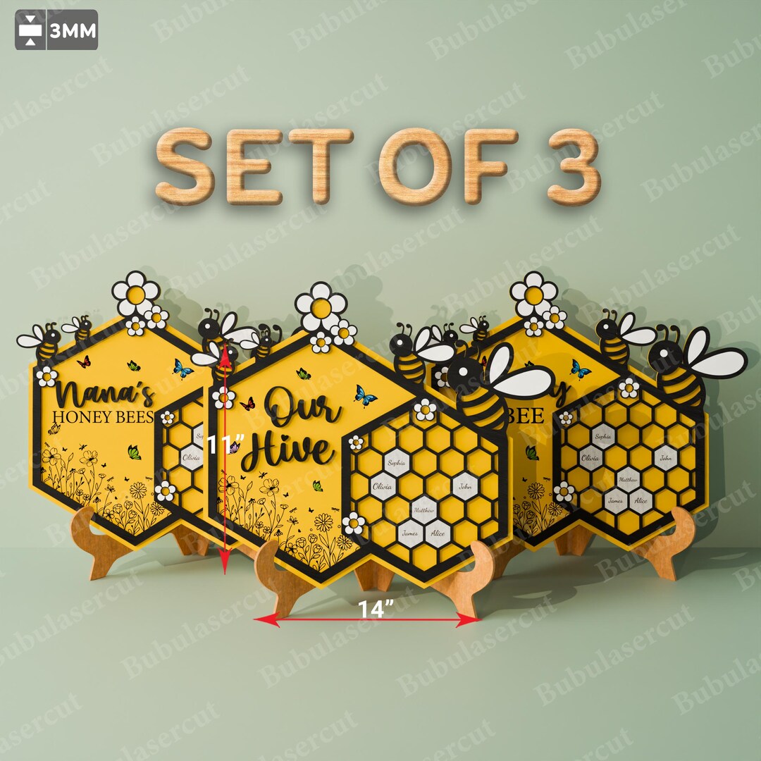Personalized Bee Hive Family Laser Cut File| Happy Mother's Day Family ...