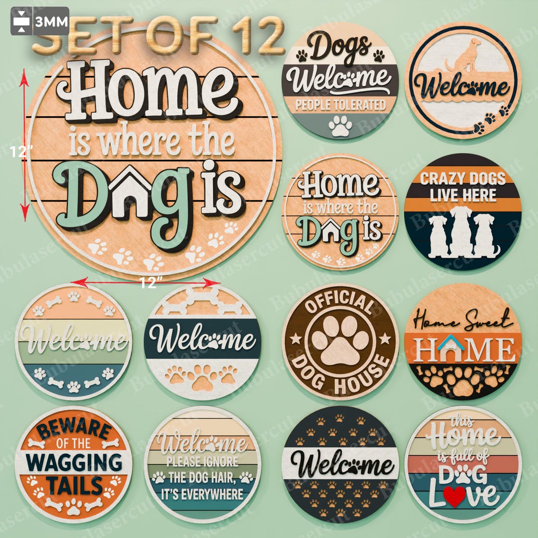Dog Welcome Sign Bundle, Home is Where the Dog is Decor, Funny Dog Door ...