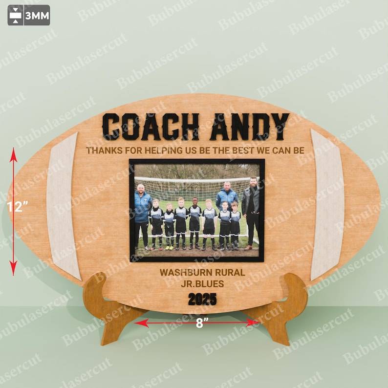 Personalized Thank You Coach Photo Frame Sign Laser Cut File | Football ...