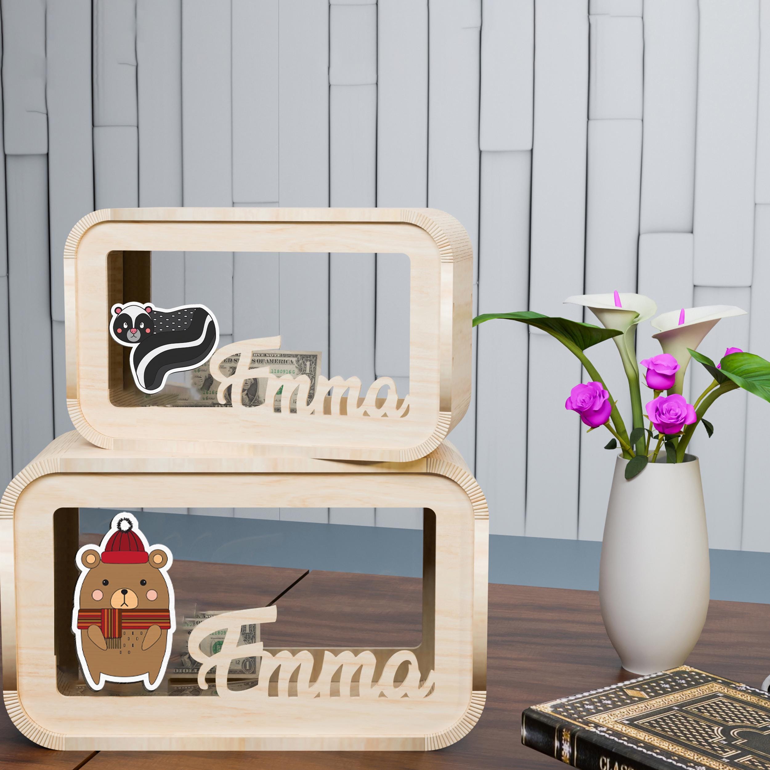 Animal Woodland Money Box Laser Cut Svg,animal Woodland Money Box Svg ...