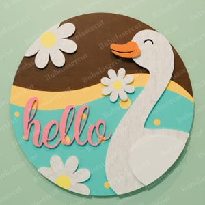 Silly Goose Round Sign SVG Bundle, Layered Funny Goose Door Hanger Cut ...