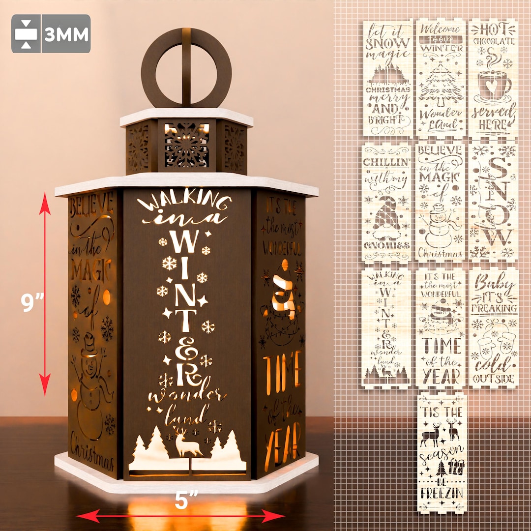 Christmas Lantern Laser Cut File ,christmas Lantern Svg, Snowman ...