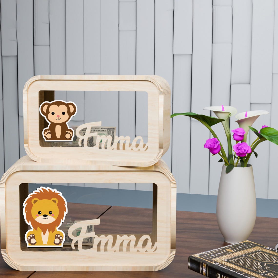 Animal Wild Money Box Laser Cut Svg, Animal Wild Money Box Svg, Cute ...