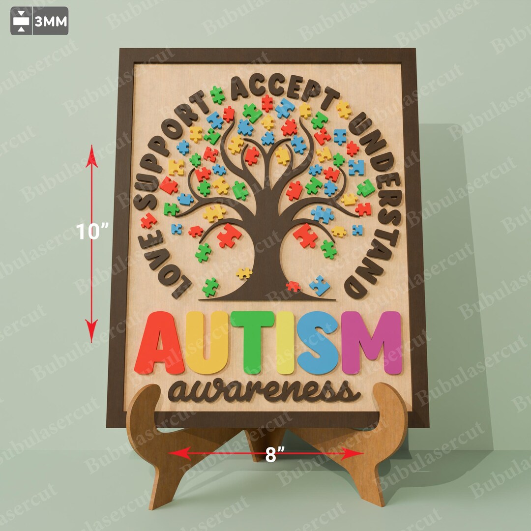 Autism Tree Sign Laser Cut File | Autism Acceptance Autism Puzzle ...