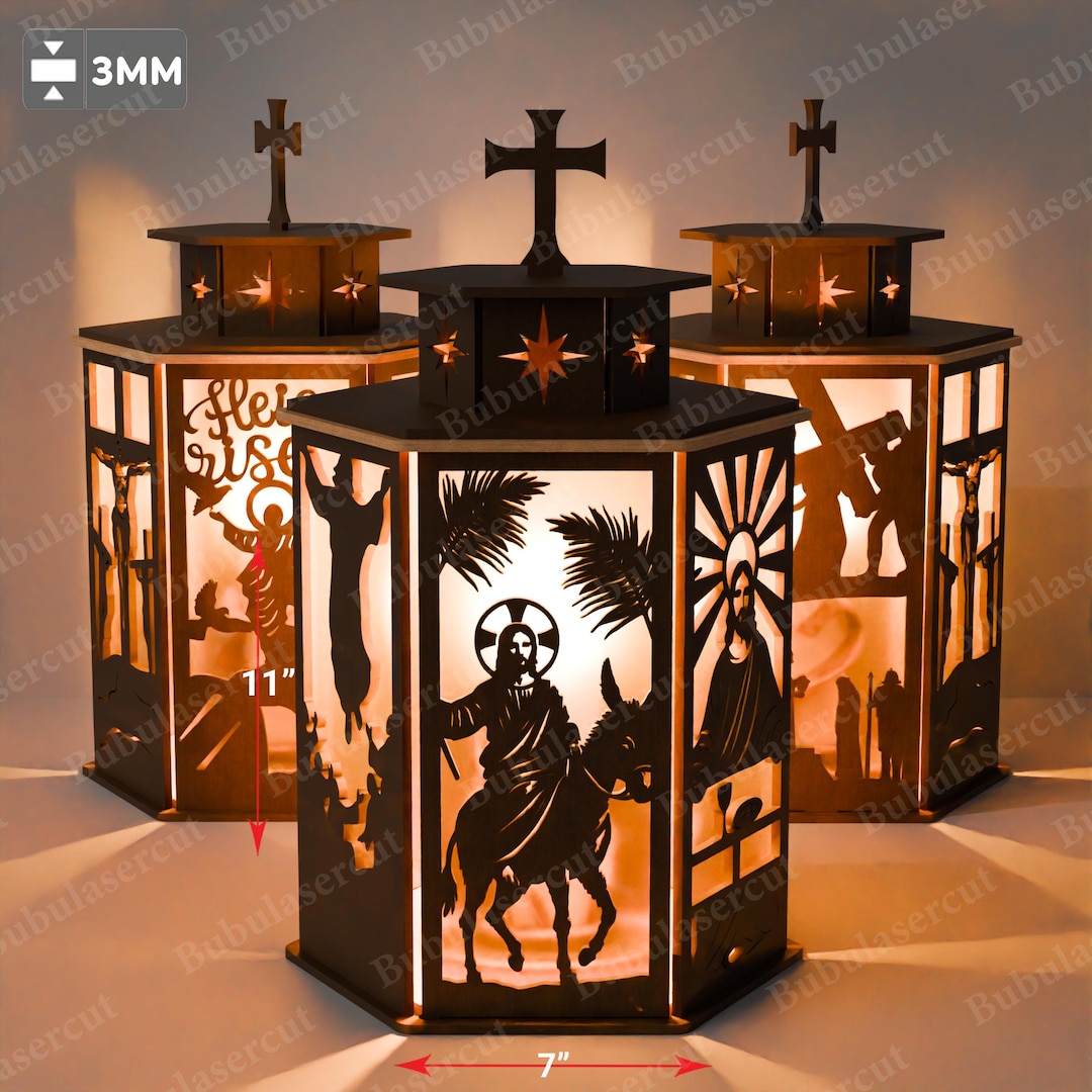 Christ is Risen Lantern Laser Cut File | He is Risen Christian Lantern ...