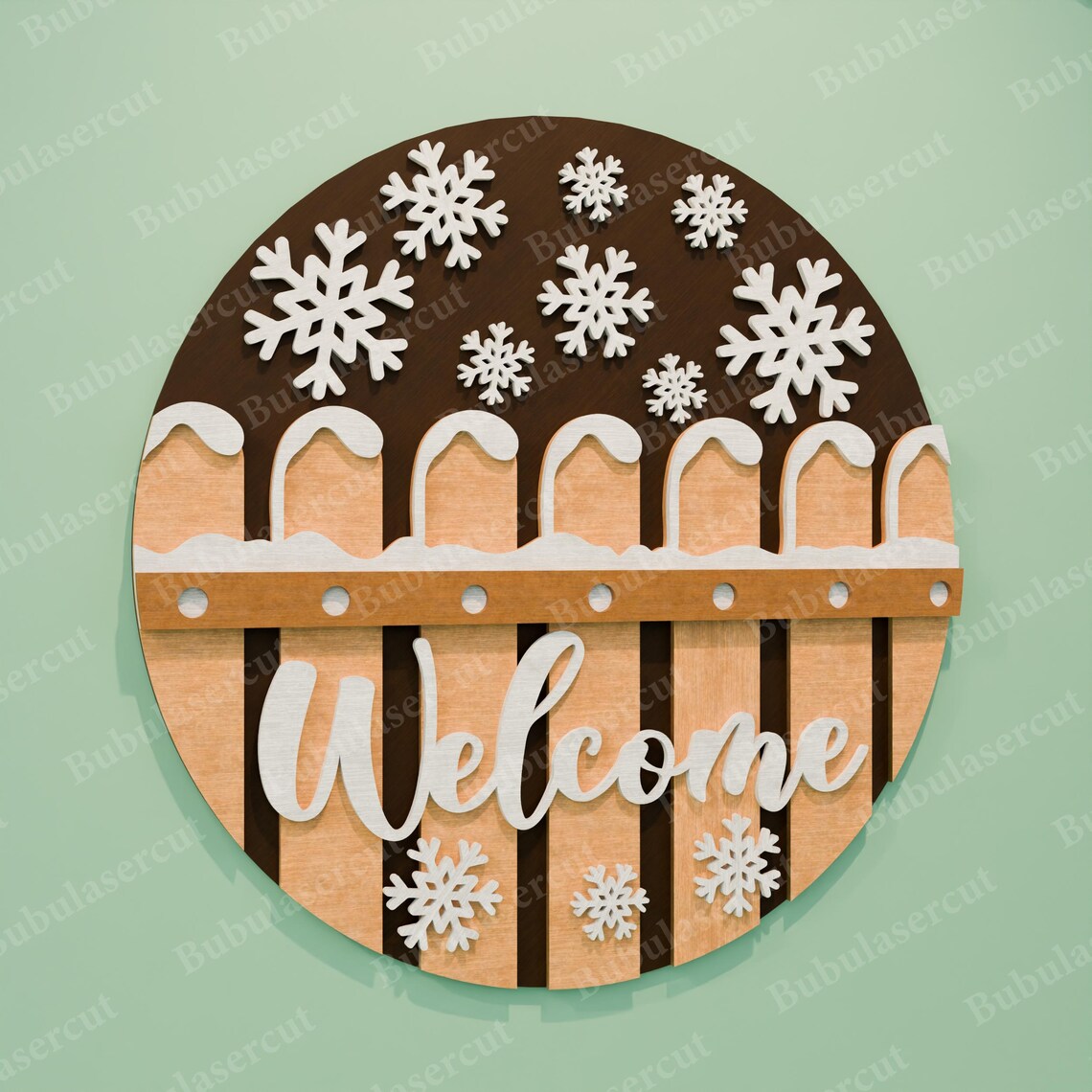 Winter Door Sign SVG Set of 6, Hello Winter Round Sign Bundle, Let It ...