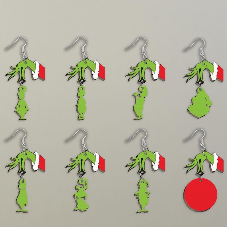 Christmas Cartoon Earrings Laser Cut File, Cartoon Christmas Earrings ...