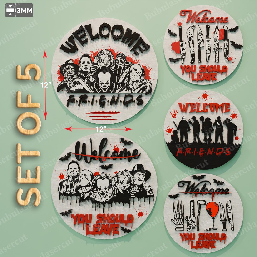 Halloween Horror Welcome Sign SVG Set, Scary Door Sign Bundle With ...