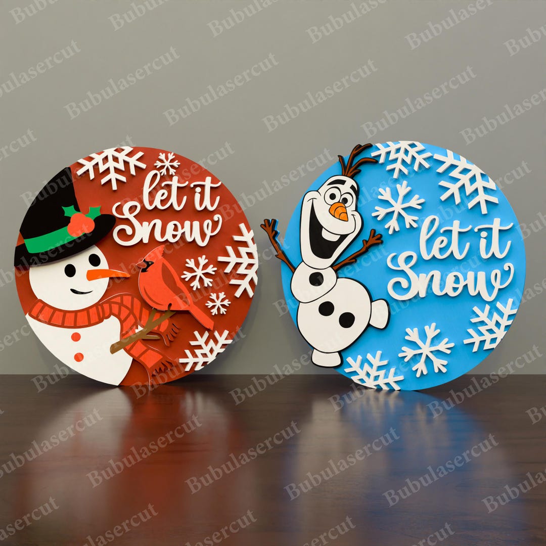 Snowman Christmas Sign Laser Cut File, Let It Snow Door Sign Svg, Let ...