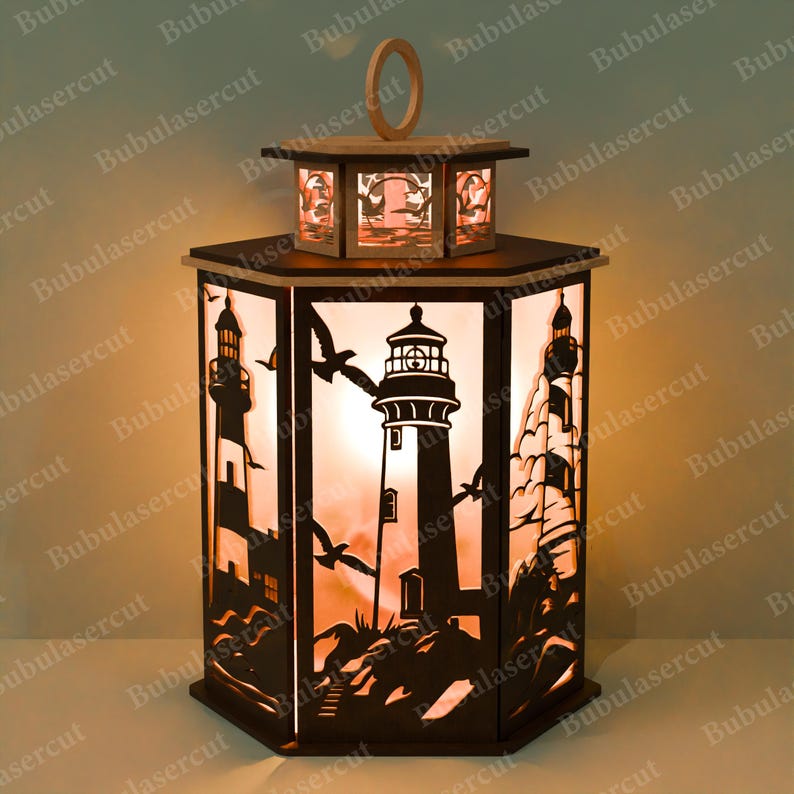 Lighthouse Lantern SVG Bundle, Summer Vibes 3D Lantern Laser Cut Files ...