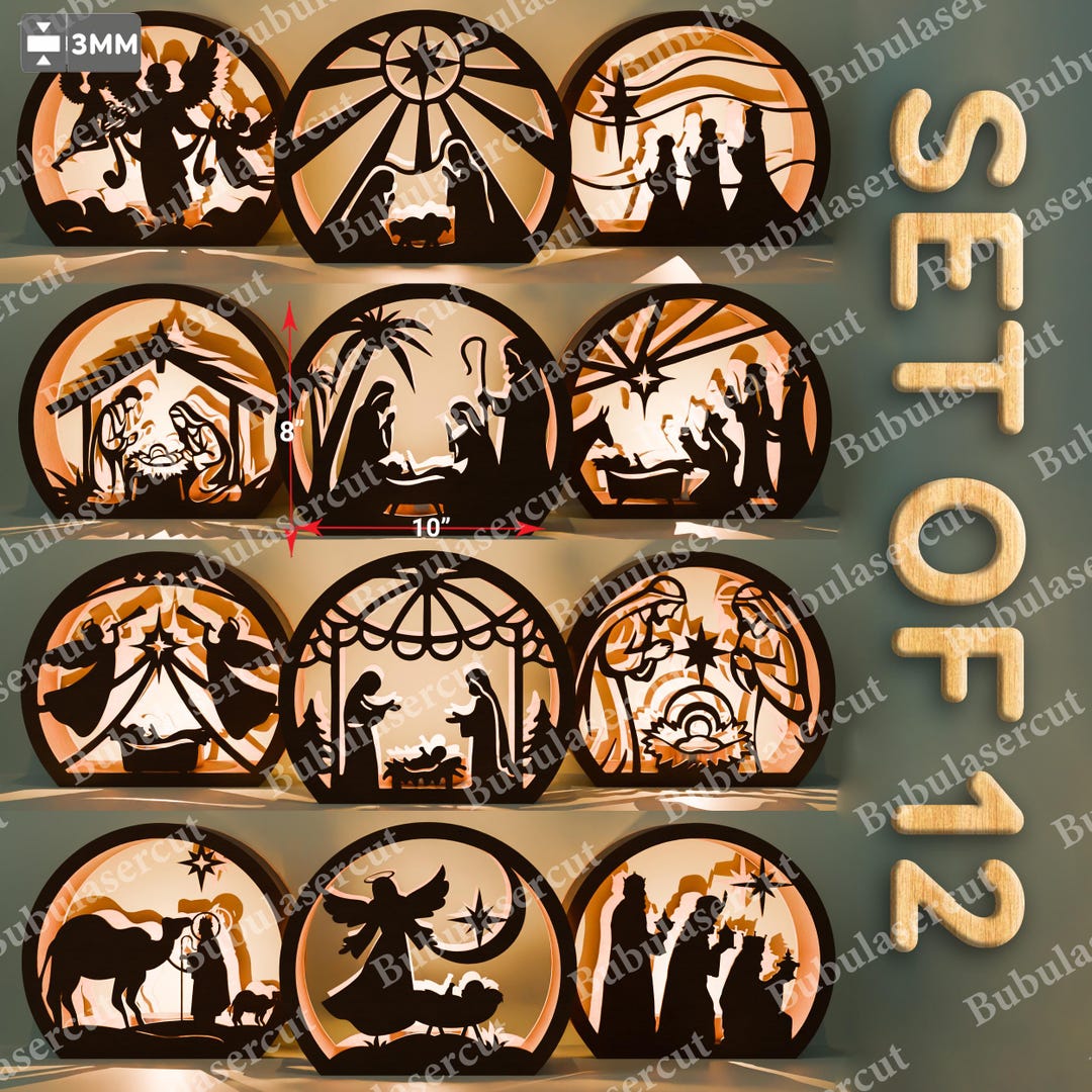 Nativity Lantern Bundle Set of 12, Christian Christmas Decor, Holy ...