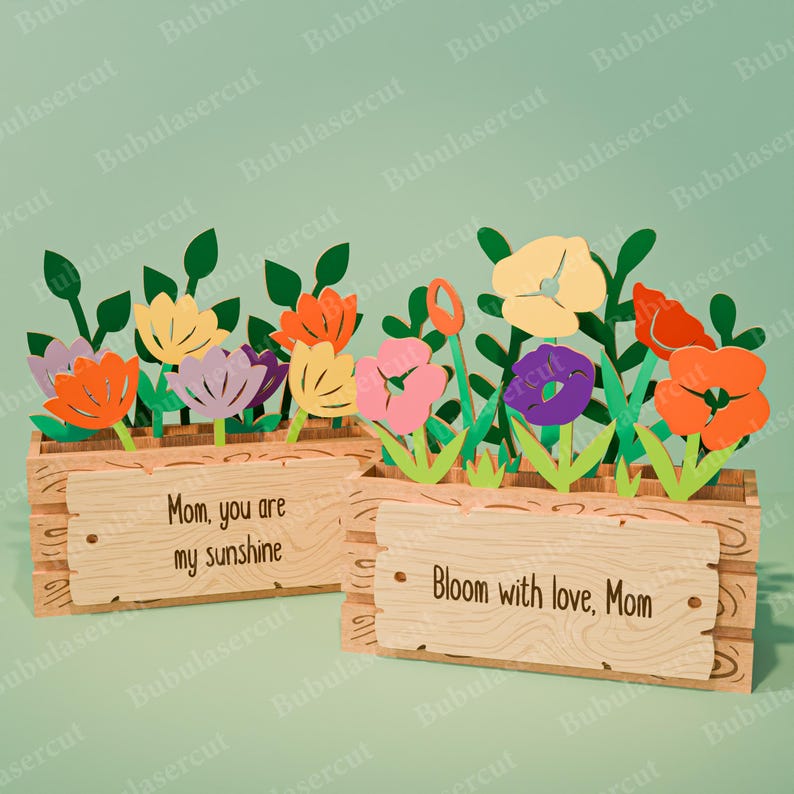 Mothers Day Flower Box Svg Bundle, Wooden Floral Bouquet Box Set, 3D ...