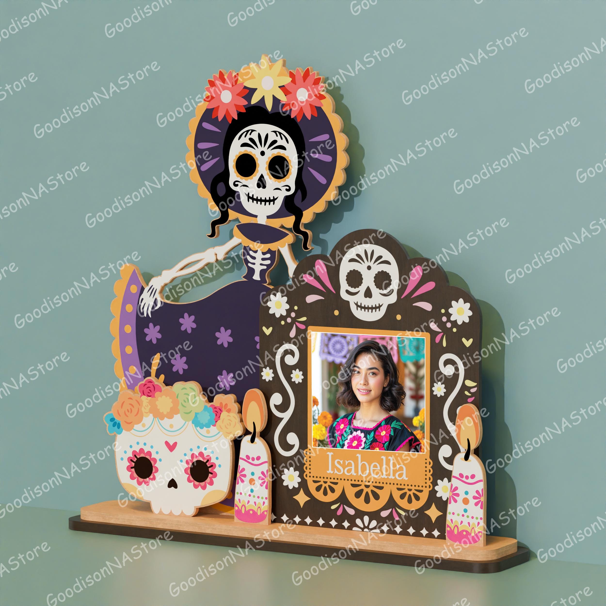 Day of the Dead Photo Frame Set, Colorful Halloween Table Decor,sugar ...
