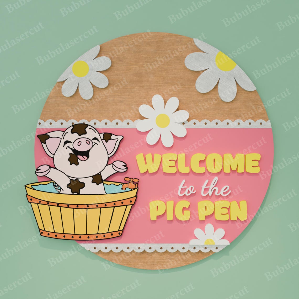 Funny Farm Animal Welcome Sign SVG, Set of 7 Round Door Signs With ...