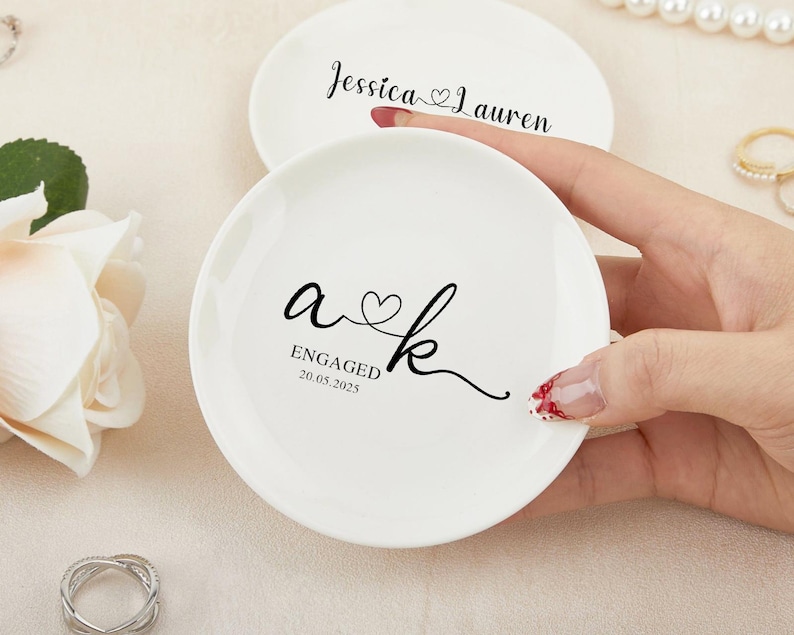 Personalized Engagement Ring Dish Wedding Gift for Bride, Custom ...