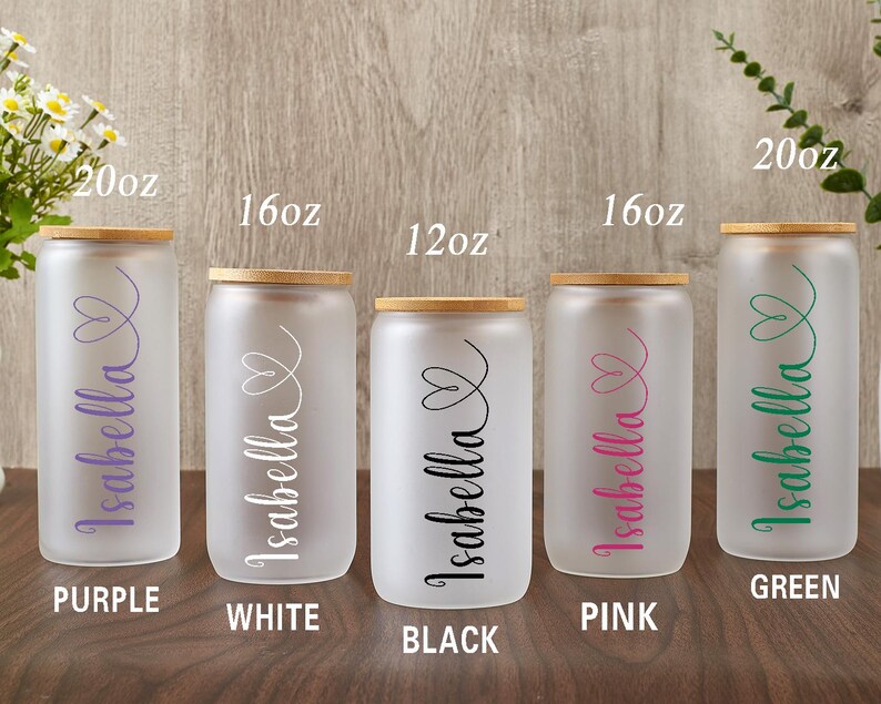 Personalized Iced Coffee Cup With Name,custom Can Glass With Lid and ...