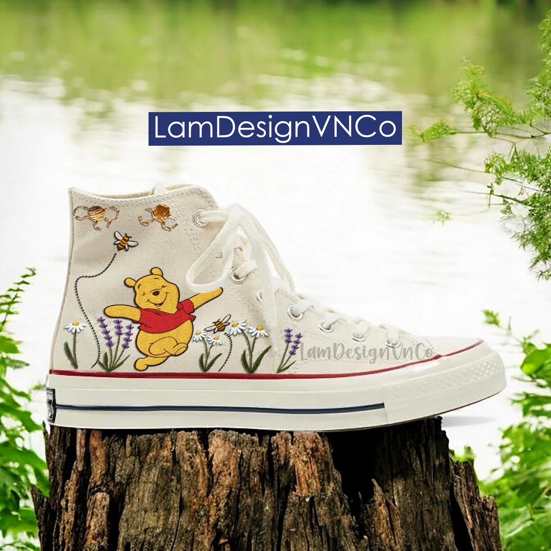 Bear Cartoon Character Converse, Custom Honeycomb Bee Sneakers, Bee ...
