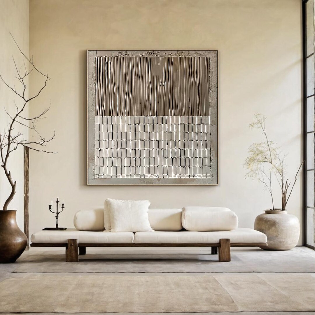 Brown Abstract Painting on Canvas Brown Bohemian Painting Brown Wall ...