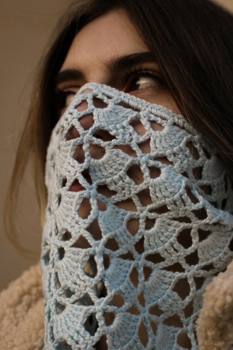 Crochet Cotton Bandana - Blue and Yellow Lace Headwraps 100% Cotton - Etsy