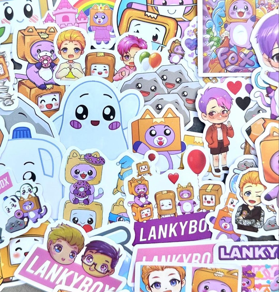 Lankybox Sticker Bundle 10, 15 & 25 Stickers for Kids Laptop, Water ...