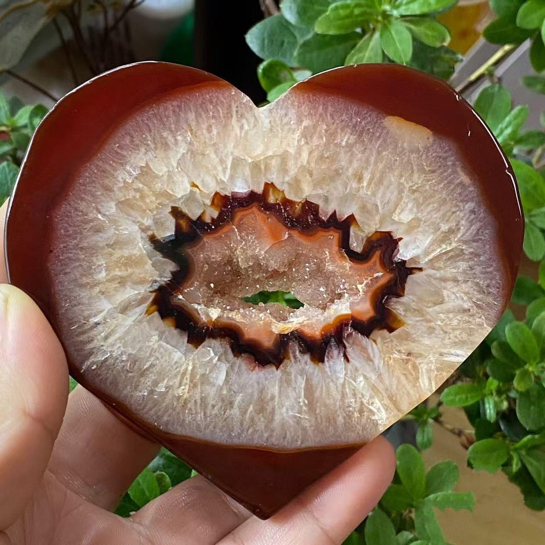 Red Agate Heart Gemstone, Natural Crystal, Healing Heart Stone, Chakra ...