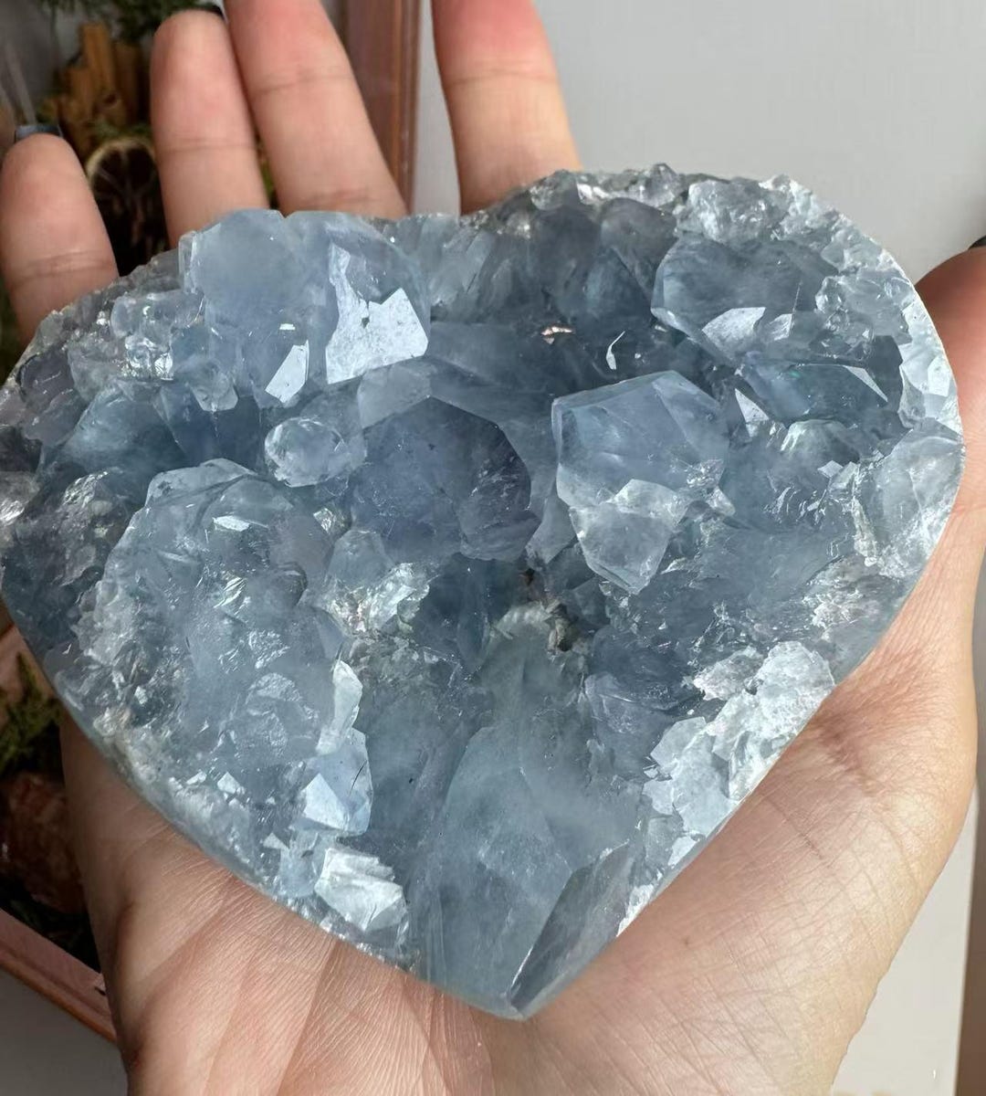 Celestite Heart Cluster, Ethereal Blue Celestine Stone, Calming Crystal ...