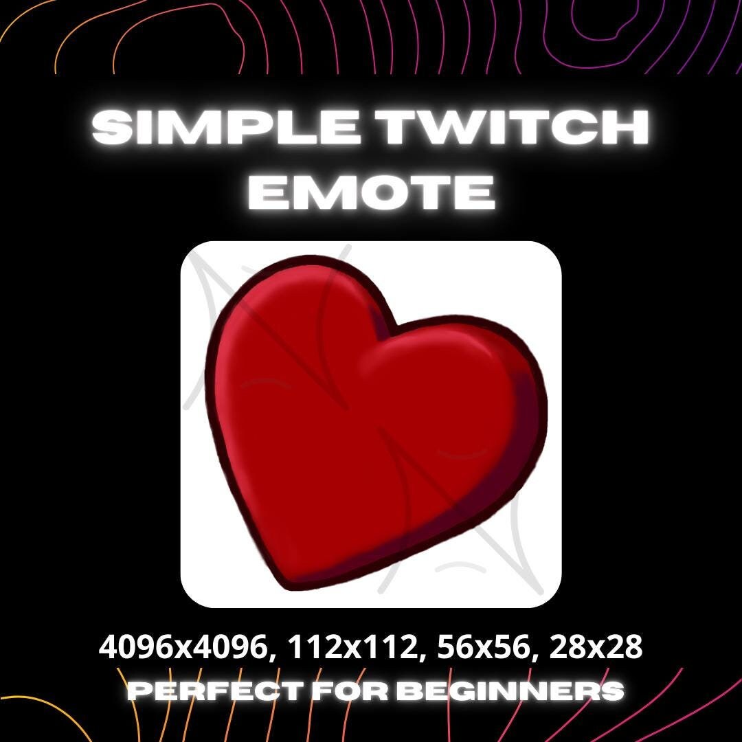 Basic Heart Red Static Twitch Emote Simple & Cute Emote, Sub Badge ...