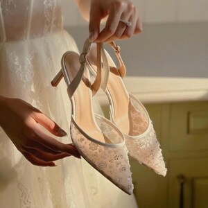 White Pointed High Heel Wedding Shoes, 8cm High Heel. Extremely Pretty ...