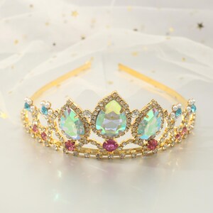 Long Hair Princess AB Crown Princess Crown Halloween Role Play Girls ...
