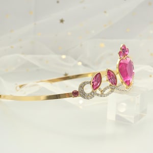 Beautiful Pink Princess Tiara Acrylic Diamond Pink Heart Crown Shiny ...
