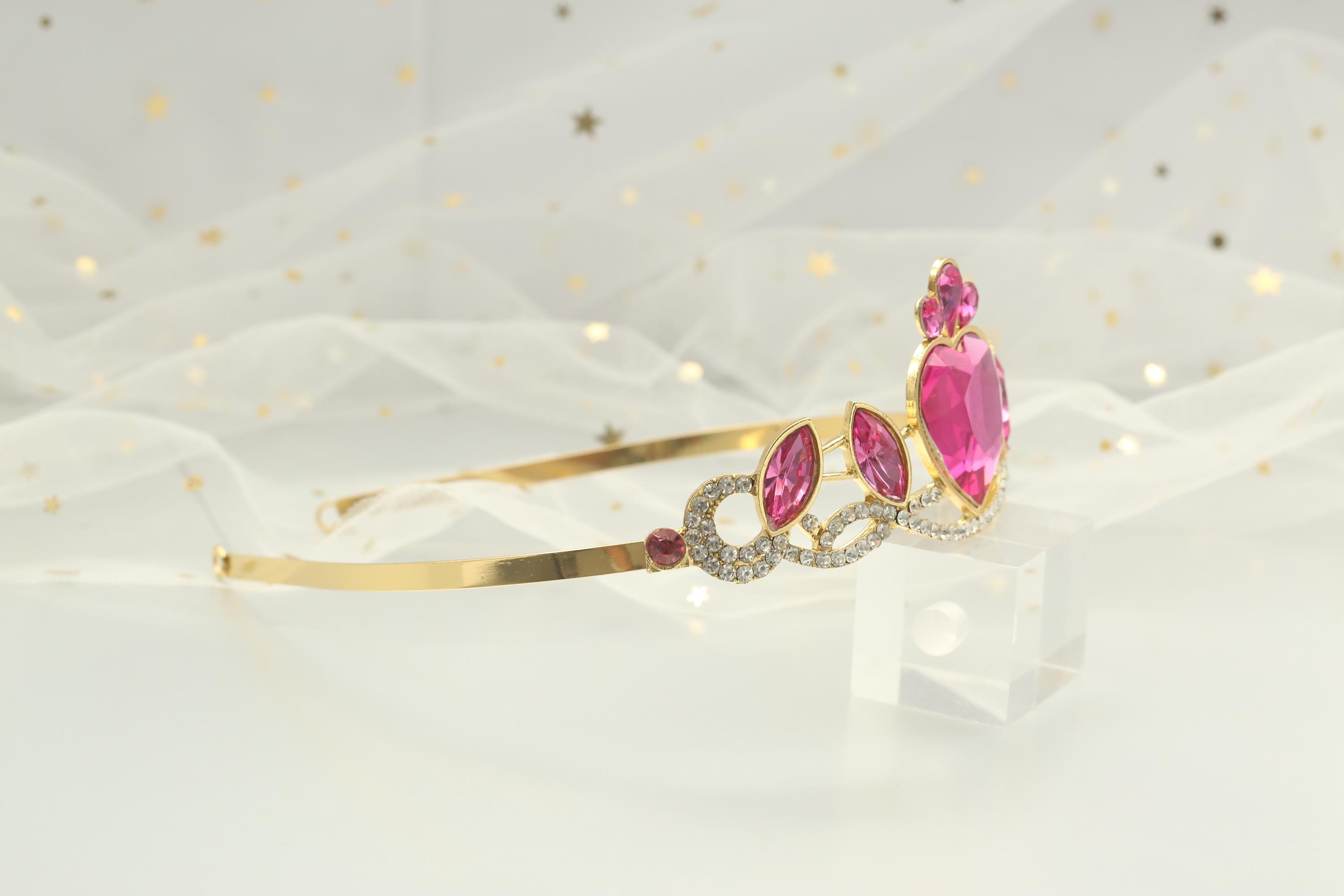 Beautiful Pink Princess Tiara Acrylic Diamond Pink Heart Crown Shiny ...