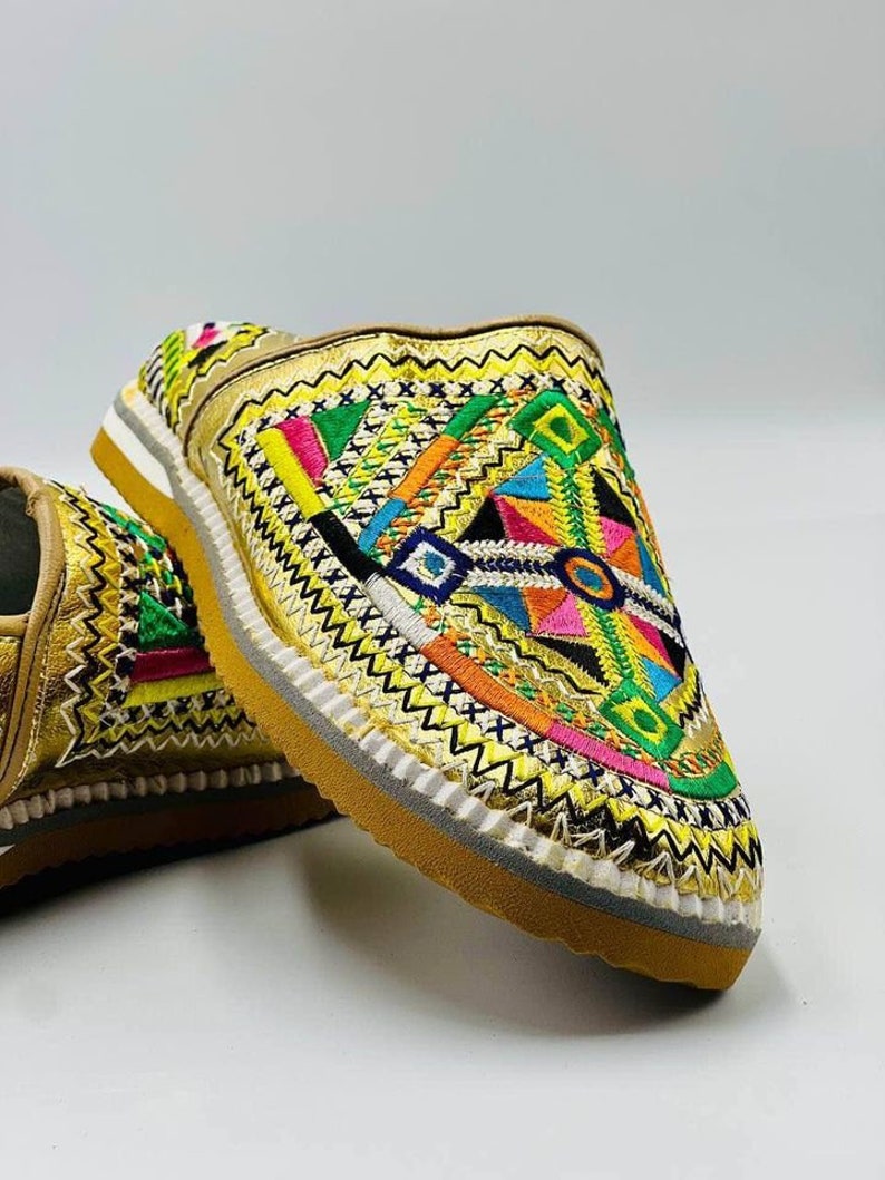 Babouche Handmade Slippers,embroidered With Berber Patterns.100% Real ...