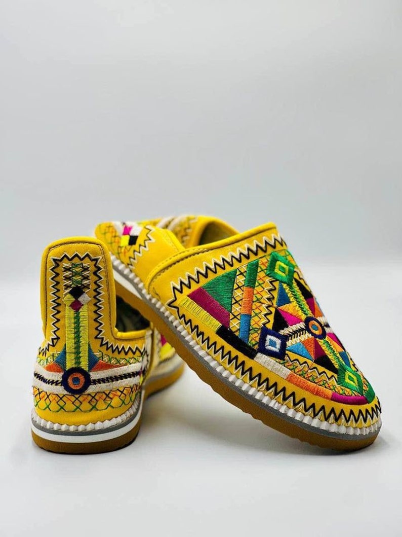 Babouche Handmade Slippers,embroidered With Berber Patterns.100% Real ...