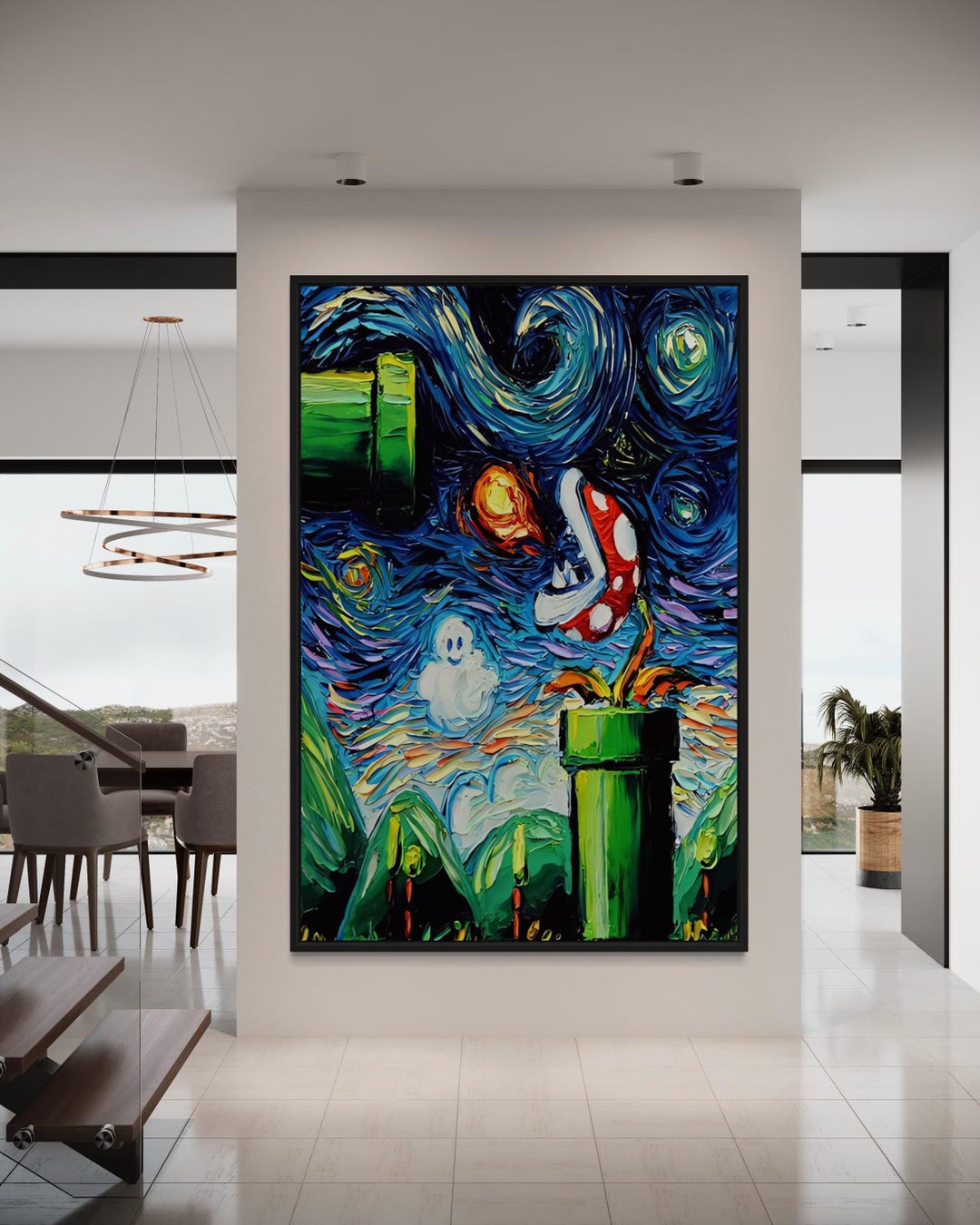 Van Gogh Mario Printed, Van Gogh Canvas Art, Modern Starry Night ...