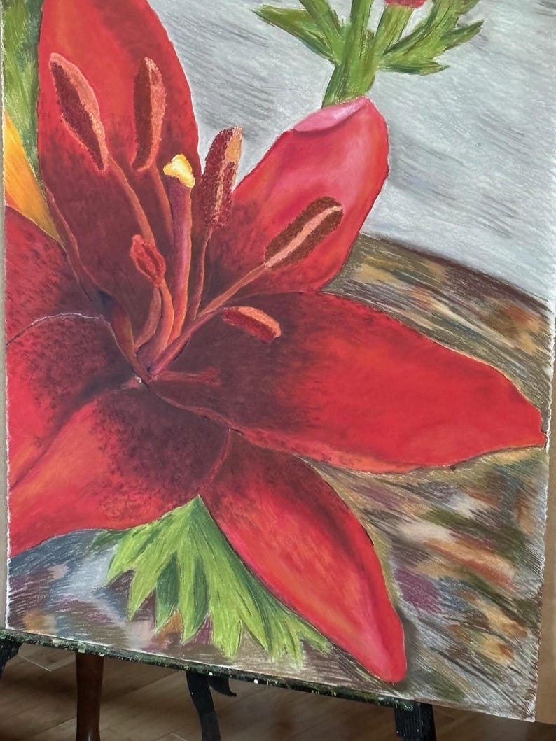Red Lily - Pastel on Paper - Etsy