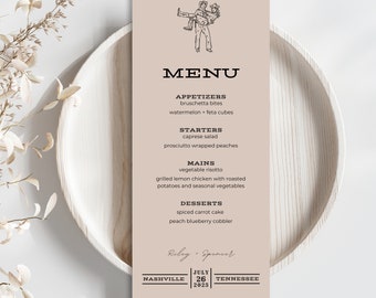 Western Wedding Menu Template, Instant Download Double-sided Wedding ...