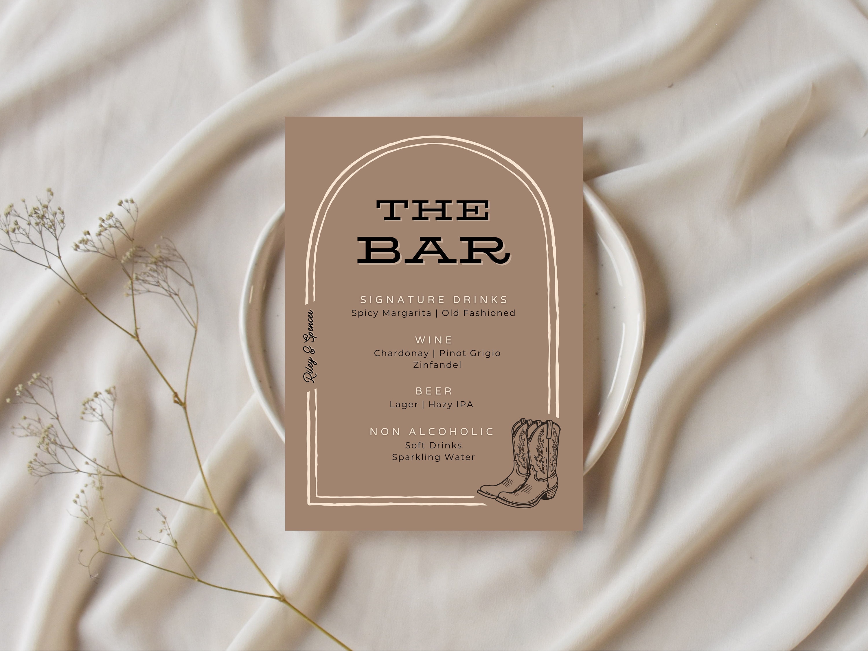 Western Wedding Bar Menu, Editable Western Themed Menu, Cowboy Boots ...