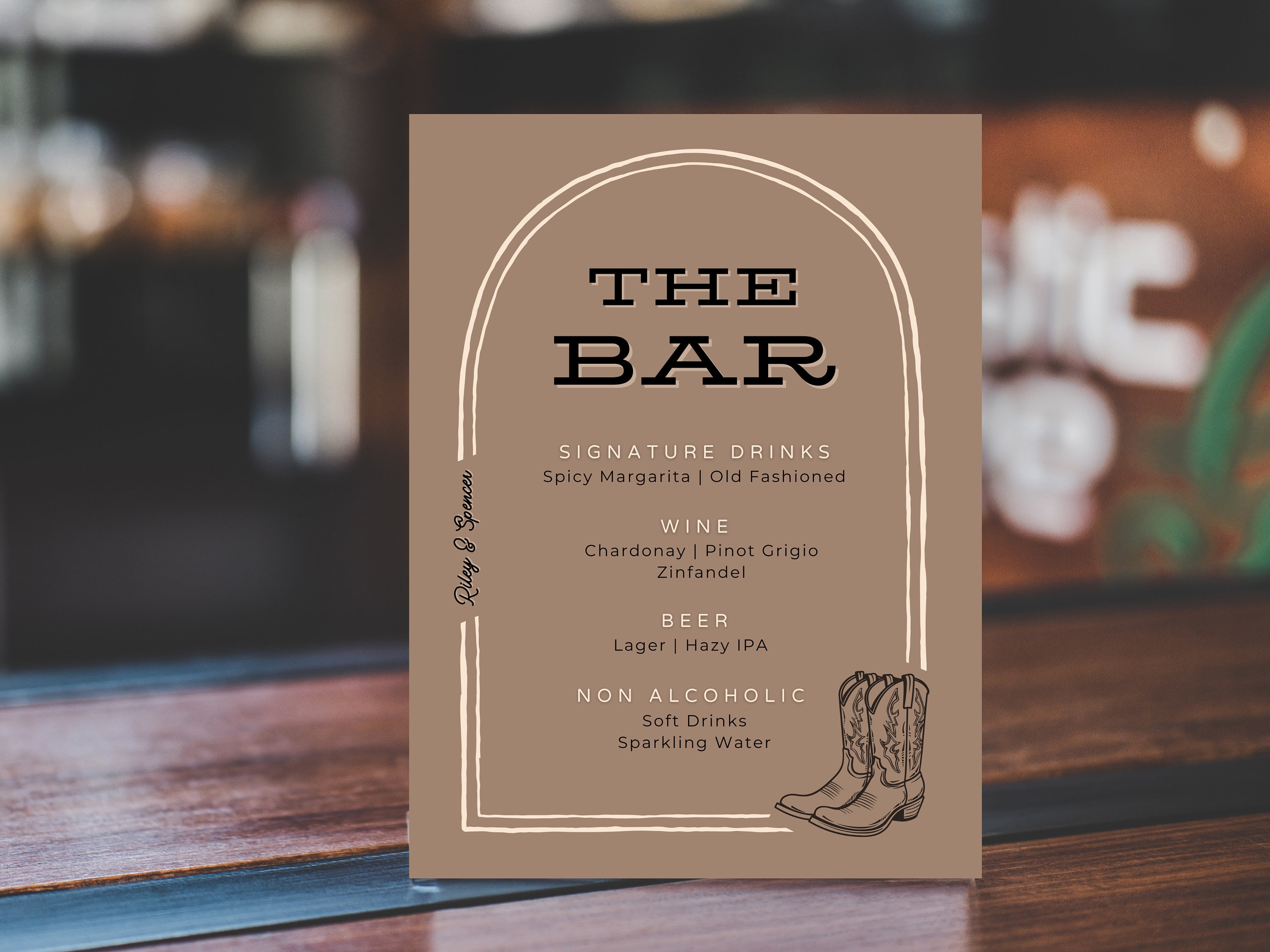 Western Wedding Bar Menu, Editable Western Themed Menu, Cowboy Boots ...