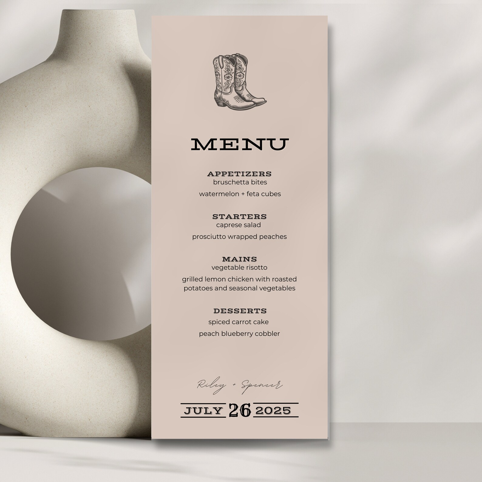Western Wedding Menu Template, Instant Download Double-sided Wedding ...