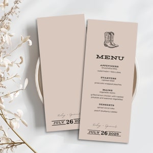 Western Wedding Menu Template, Instant Download Double-sided Wedding ...