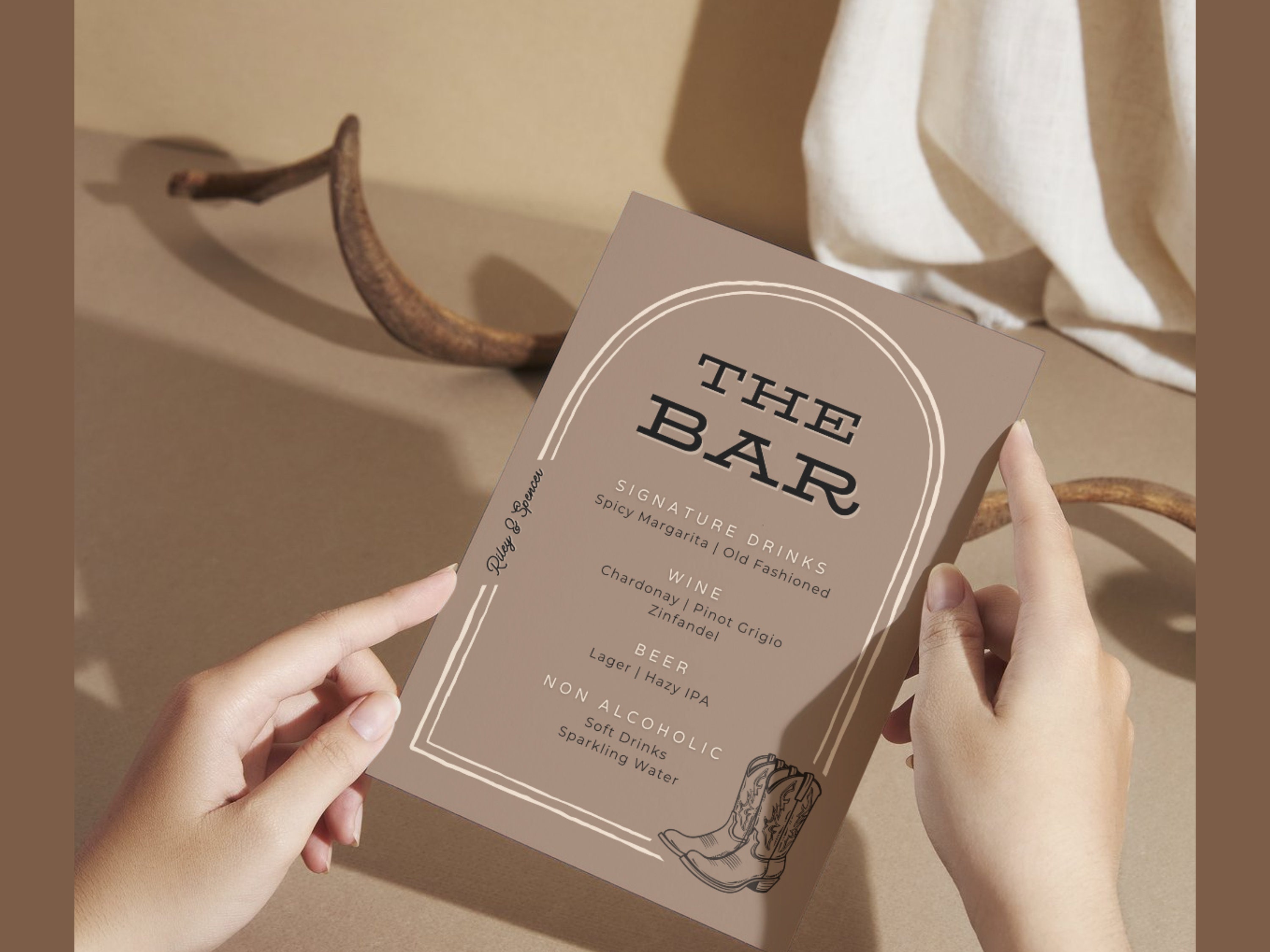 Western Wedding Bar Menu, Editable Western Themed Menu, Cowboy Boots ...