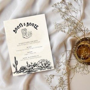 Western Themed Bar Menu, Editable Wedding Bar Menu, Western Wedding ...